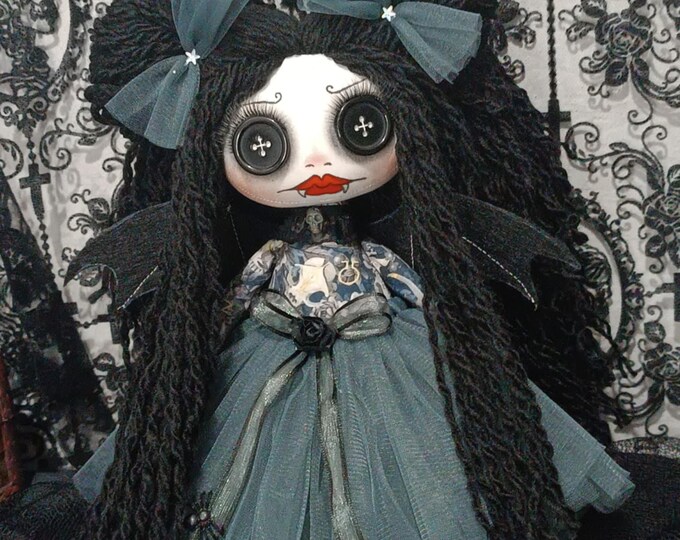 VAMPIRE DOLL DORA -dark Doll,gothic Doll, Handmade Textile Decor Doll ...