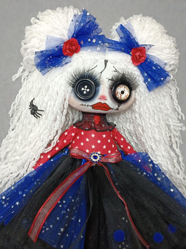 Creepy Cute Clown Doll, Spooky Circus Collectible, Handmade Textile ...