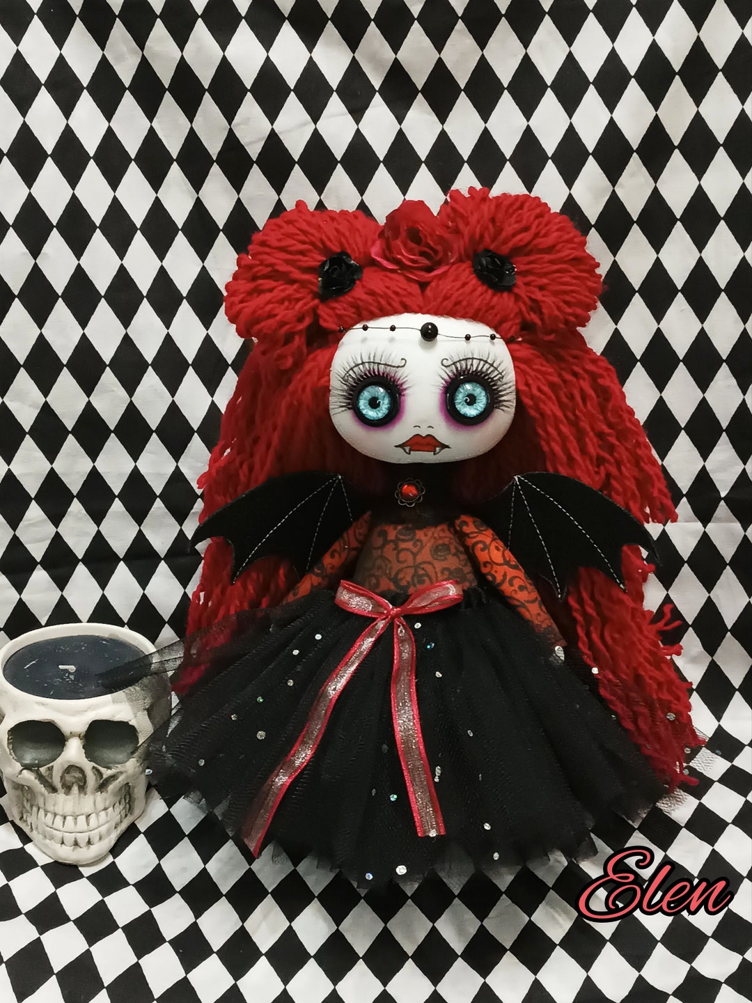 Vampire Doll Elen. Rag Doll, Dark Doll, Handmade Decoration Doll ...