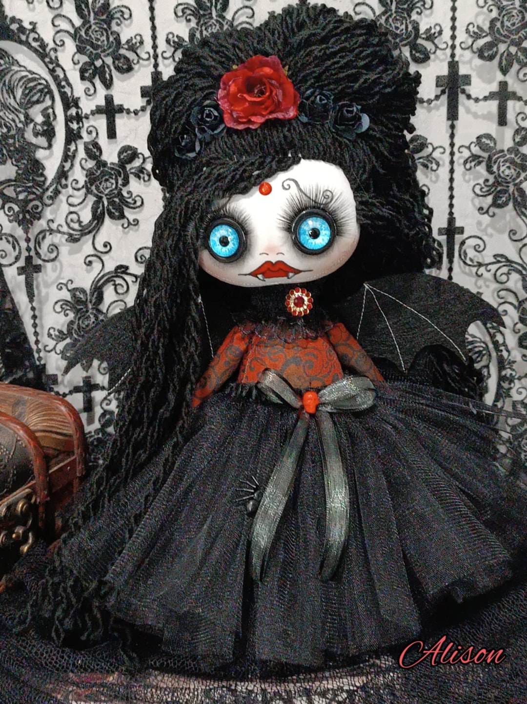 VAMPIRE DOLL- Dark Art,handmade Decor Doll, Textile Doll, Gothic Dolls ...