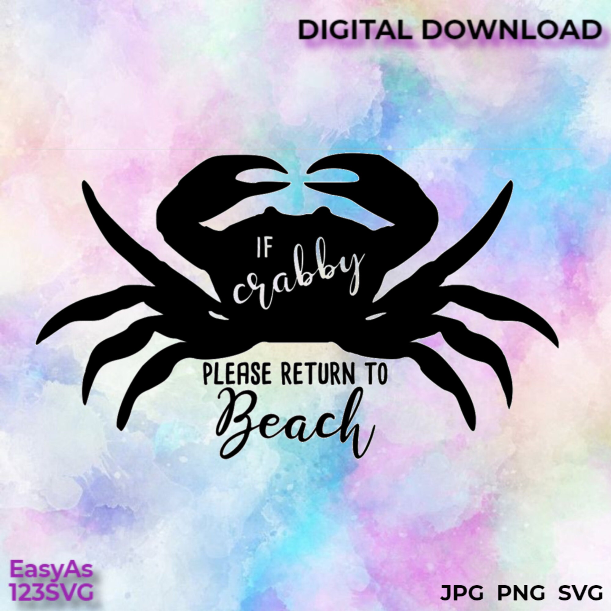 Crabby Beach Digital Download JPG PNG SVG - Etsy