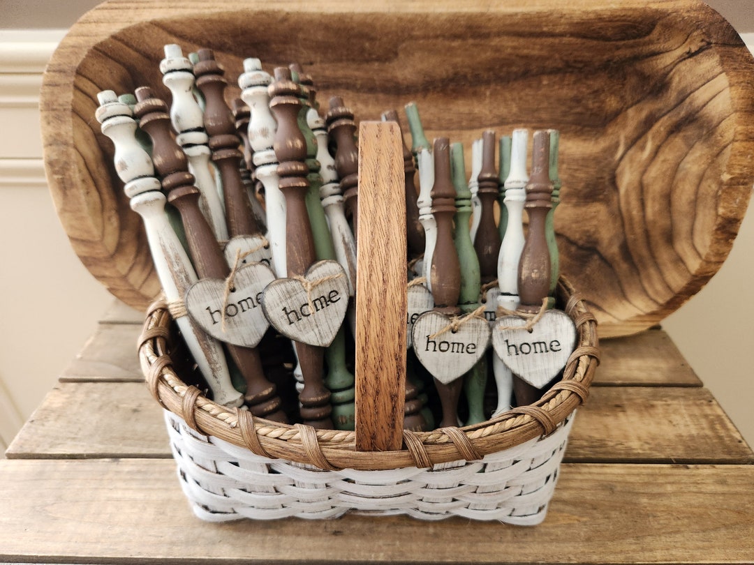 Painted Spindle Bundles Rustic Spindles Painted Wooden Spindles - Etsy