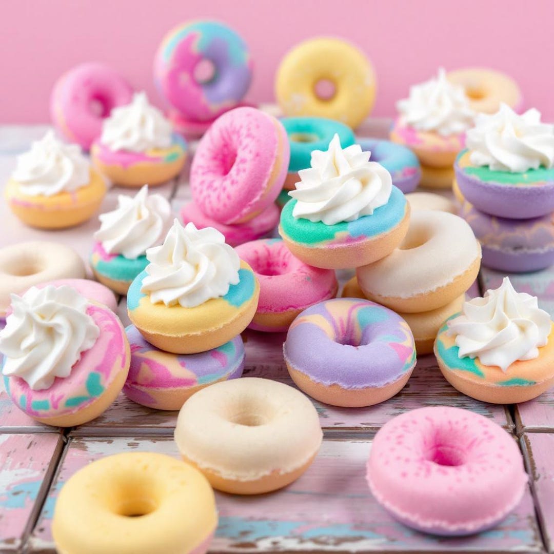 Bath Bombs - Set of 6 Small Donut Bath Bombs for Relaxing Spa ...