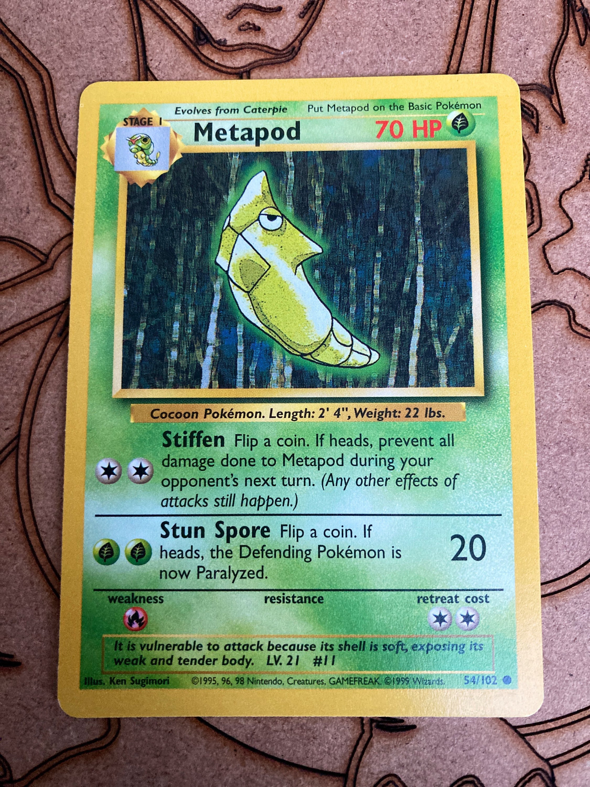 Genuine Original Pokemon Card Metapod 54/102 Base Set 1999 | Etsy