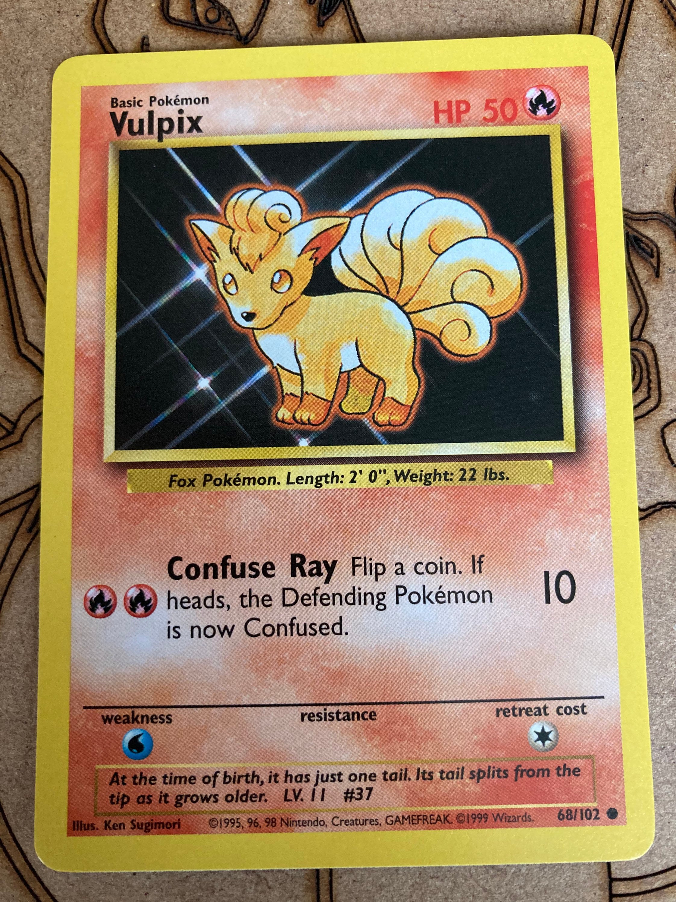 Genuine Original Pokemon Card Vulpix 68/102 Base Set 1999 | Etsy