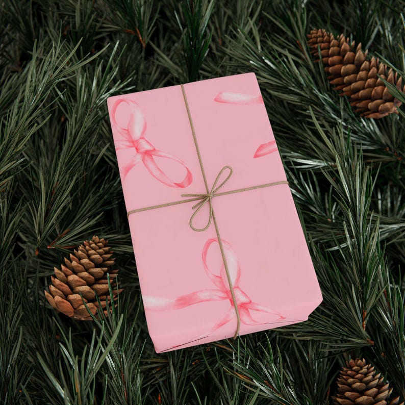 Pink Ribbon Wrapping Paper for Celebrations, Gift Wrap, Party Decor ...