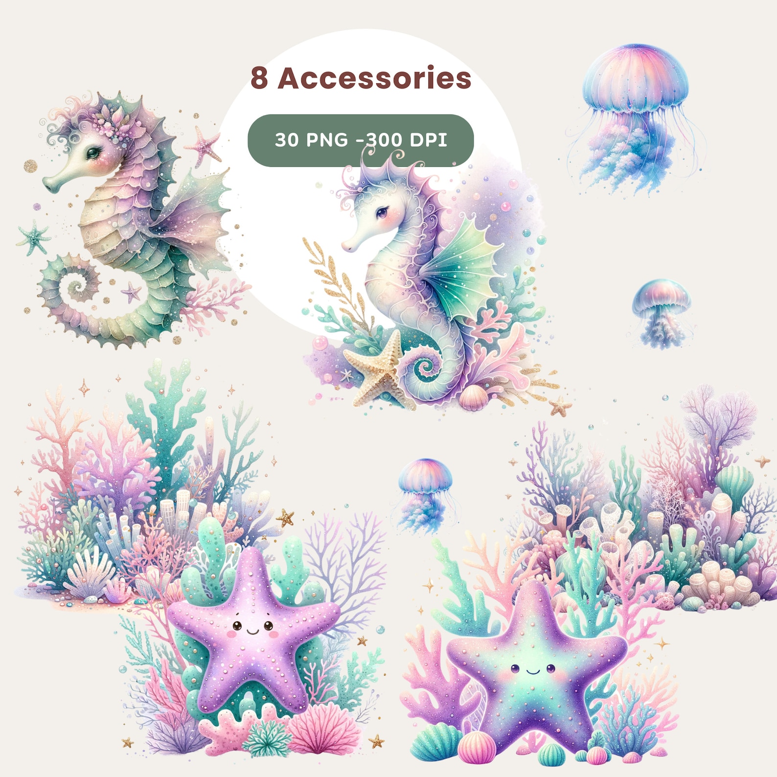 Watercolor Mermaid Clipart Bundle, Mermaid Clip Art Set, Cute Mermaids ...