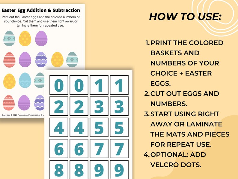 Imprimibles de sumas y restas de matemáticas de Pascua con huevos de ...