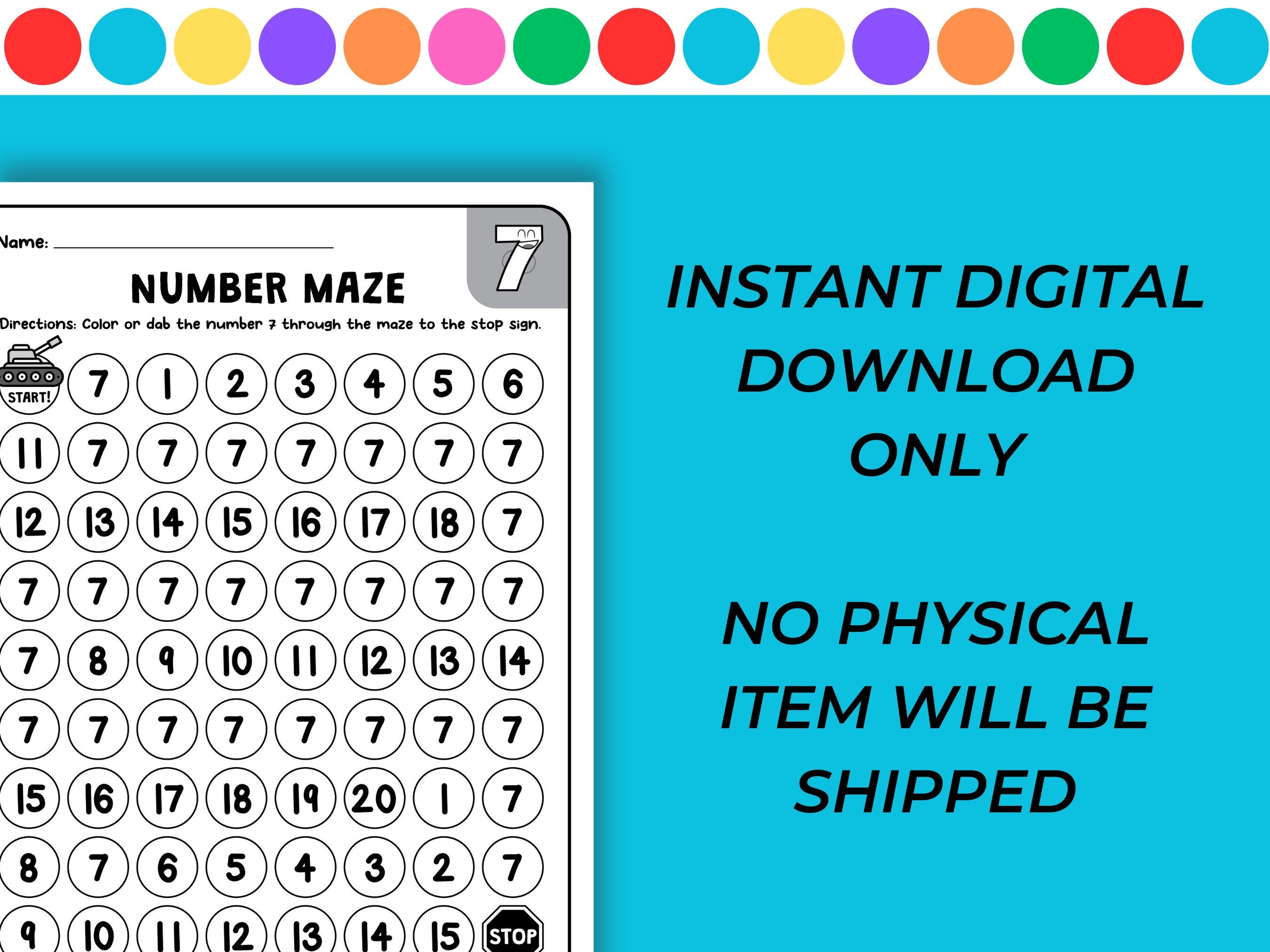 Find the Number Dot Marker Maze Activity for Learning Numbers 1-20 ...