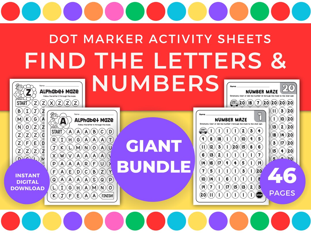 Find the Letter & Spot the Number Dot Marker Printable Bundle for ...