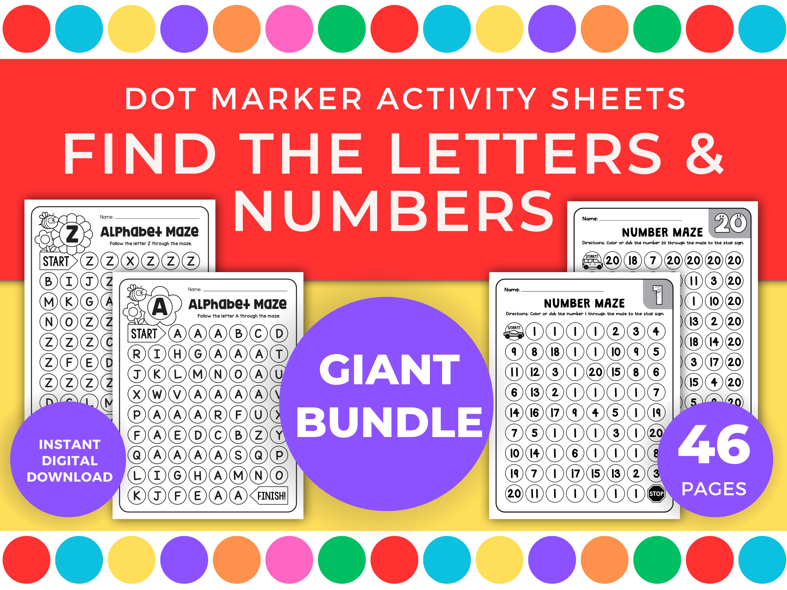 Find the Letter & Spot the Number Dot Marker Printable Bundle for ...