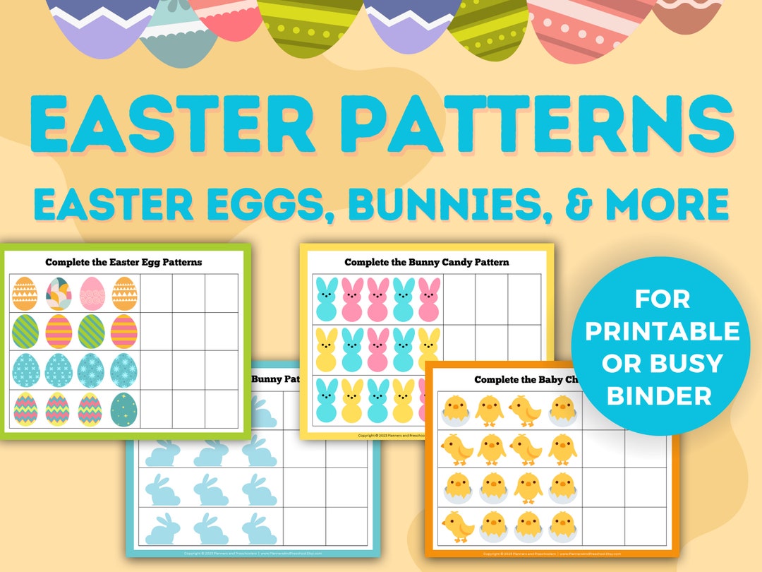 Easter Patterns Spring Printable With Easter Eggs and Easter Bunny for ...