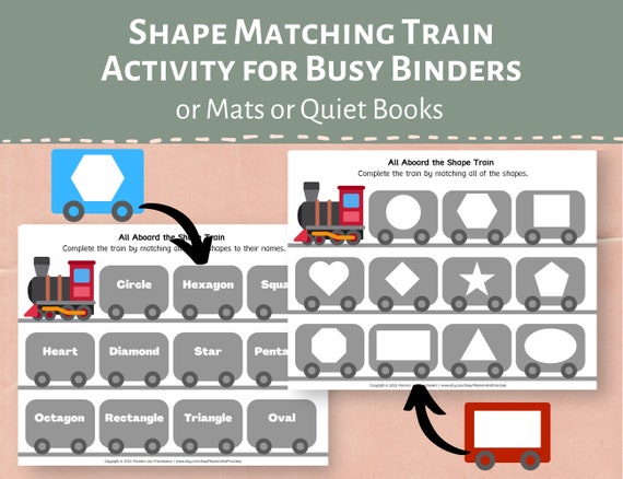 Shape Matching Train Busy Binder Pages Preschool Shapes - Etsy