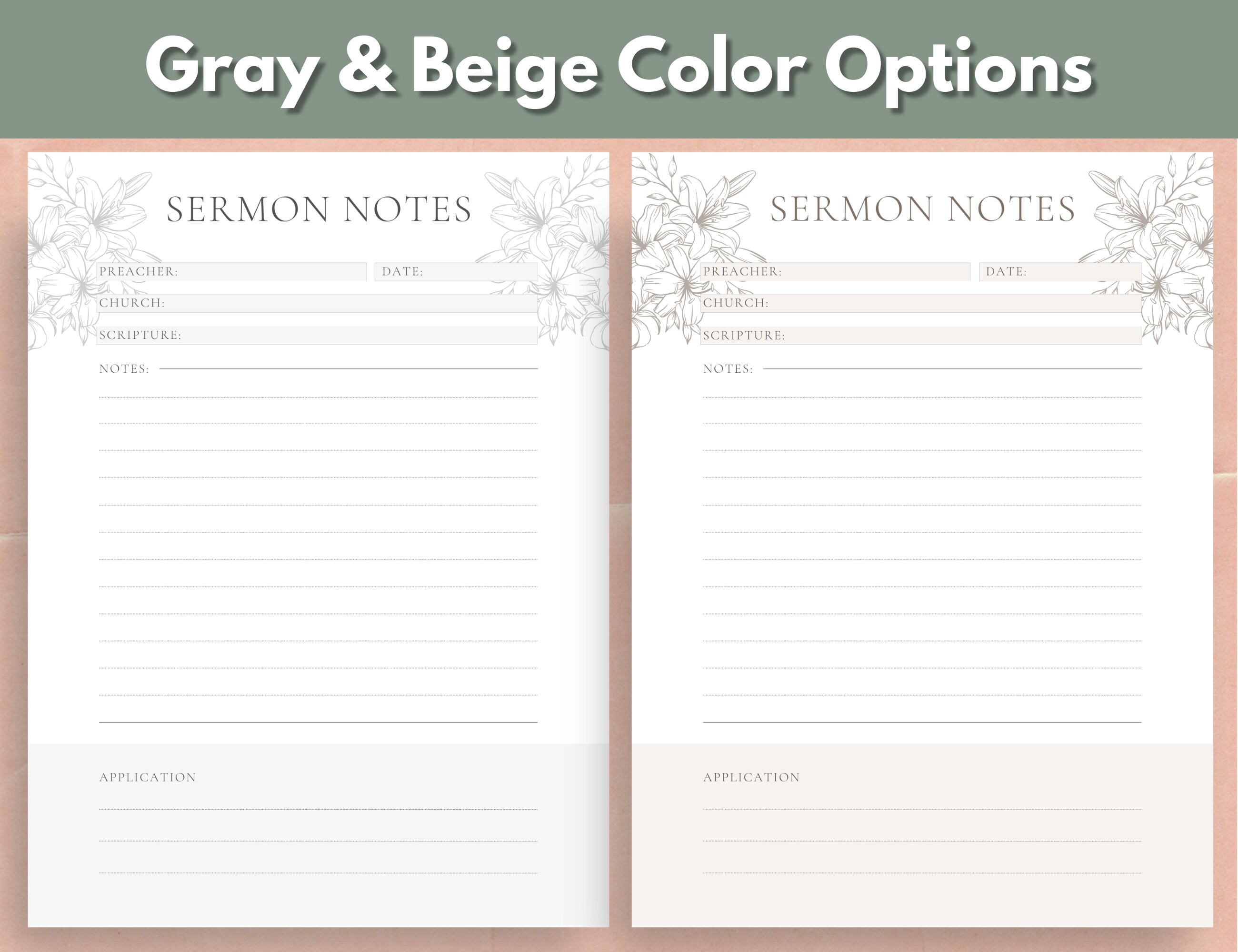 Printable and Digital Sermon Note Sheets, Letter, A4, & A5 Church ...