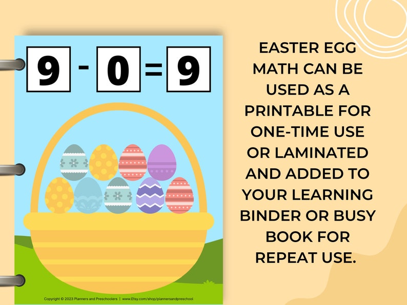 Imprimibles de sumas y restas de matemáticas de Pascua con huevos de ...