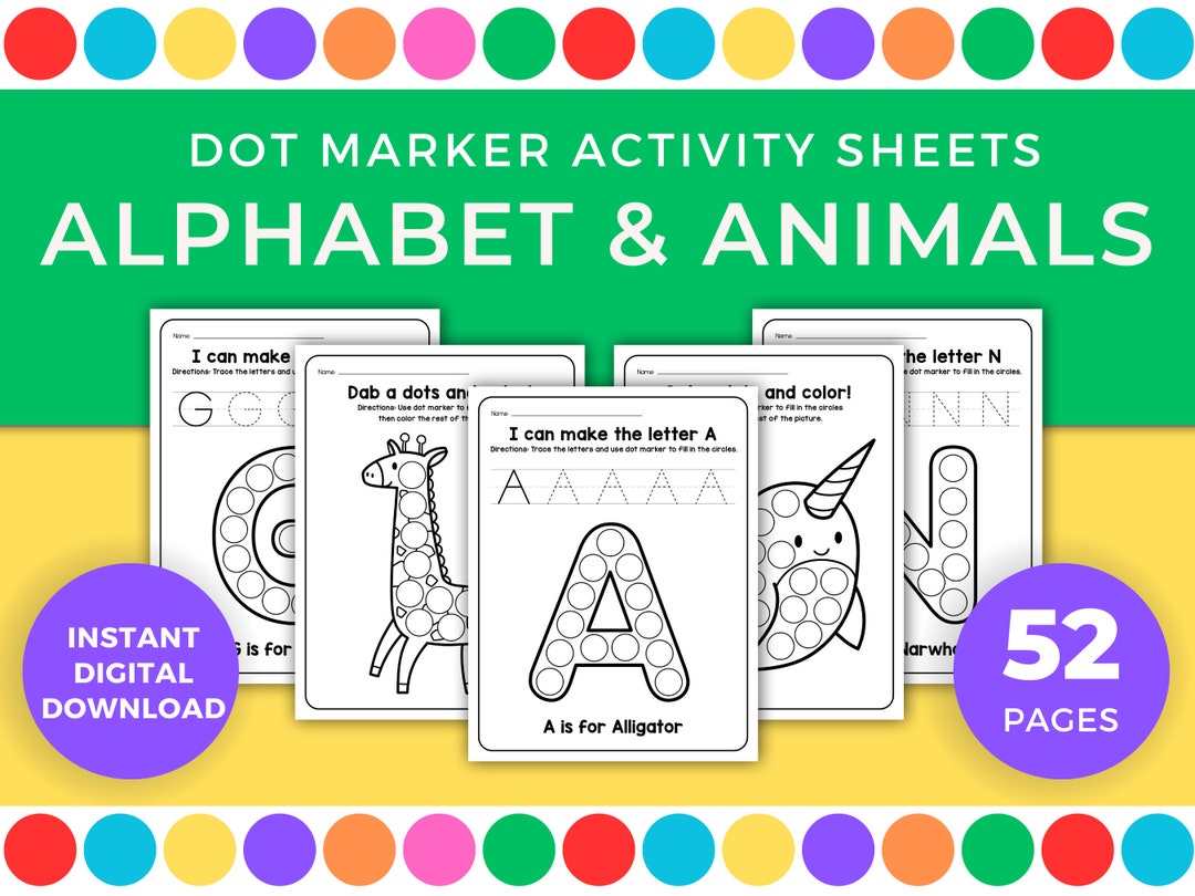 Dot Marker Alphabet and Animals Activities for Toddlers, Preschool, and ...