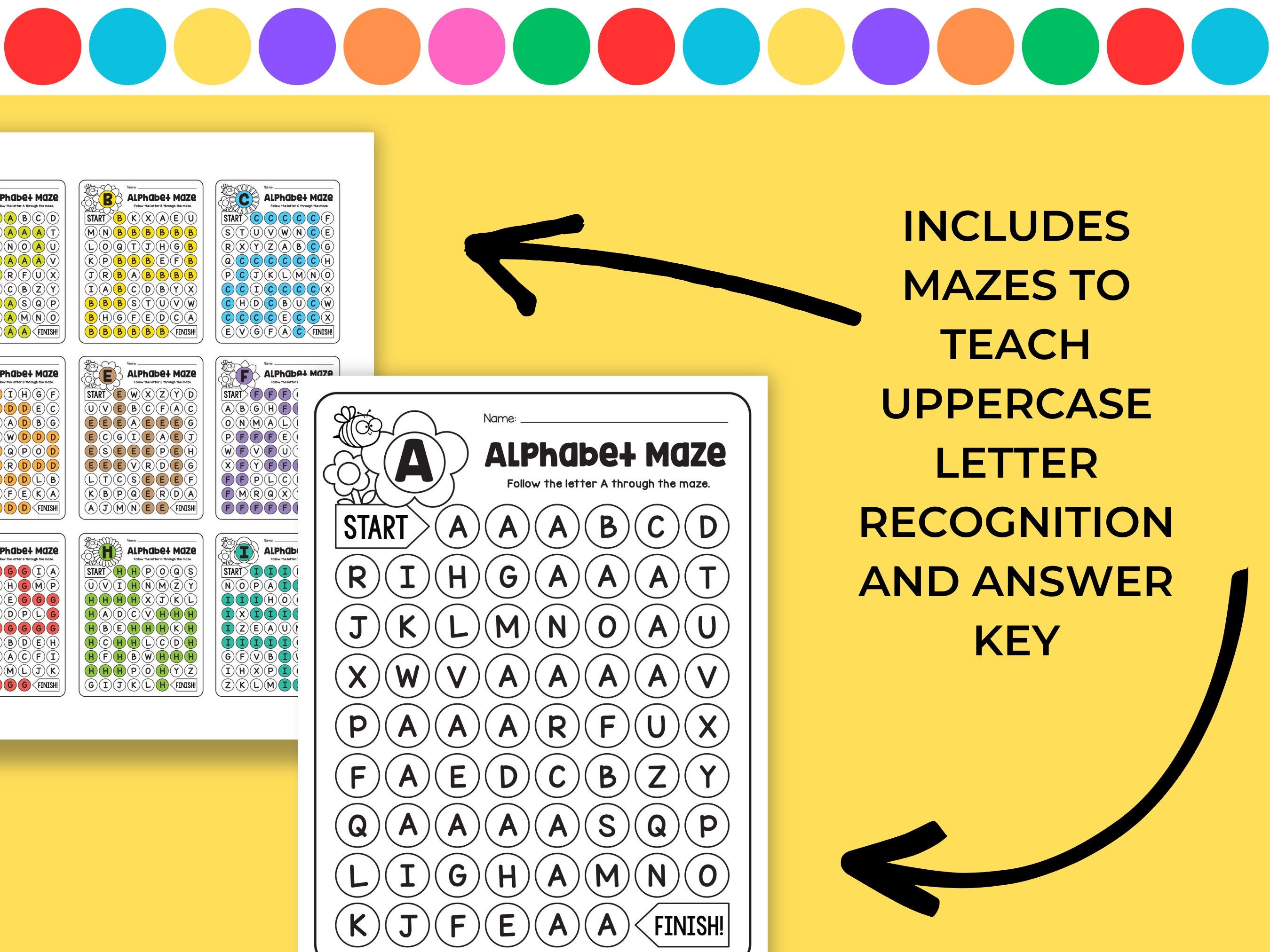 Find the Letter Dot Marker Alphabet Maze Activity Sheets for Toddlers ...