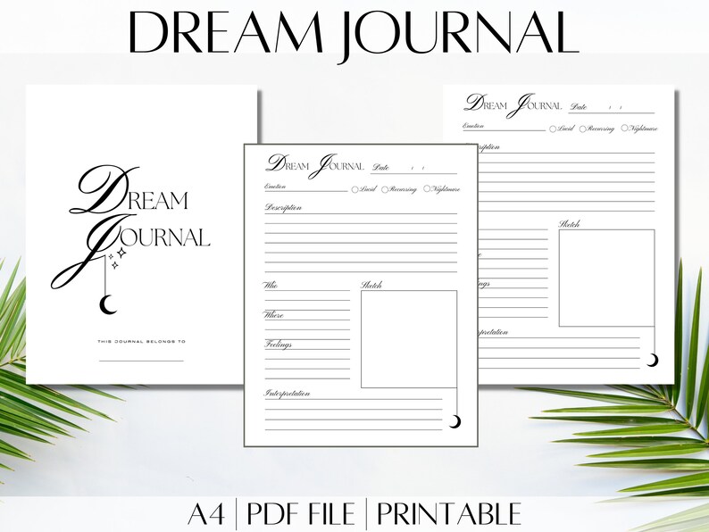 Printable Dream Journal | PDF Digital Download | Dream Tracker A4 - Etsy