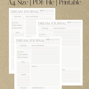 Printable Dream Journal PDF – Digital Download, Nighttime Reflection ...