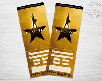 Editable Hamilton Surprise Ticket Printable Broadway Musical - Etsy