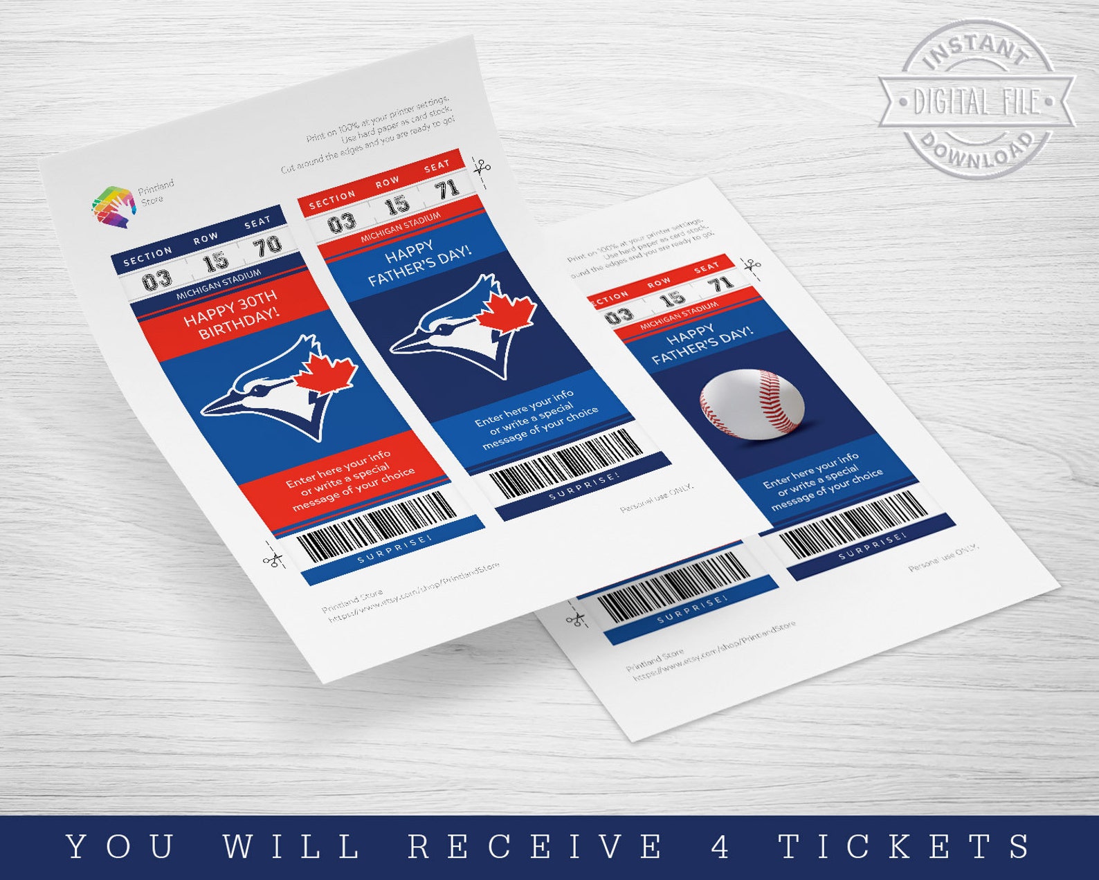 Digital Toronto Baseball Colors Surprise Ticket Gift Toronto - Etsy