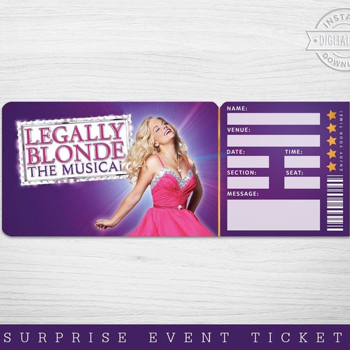 Printable SIX Broadway Surprise Ticket. Editable Musical - Etsy