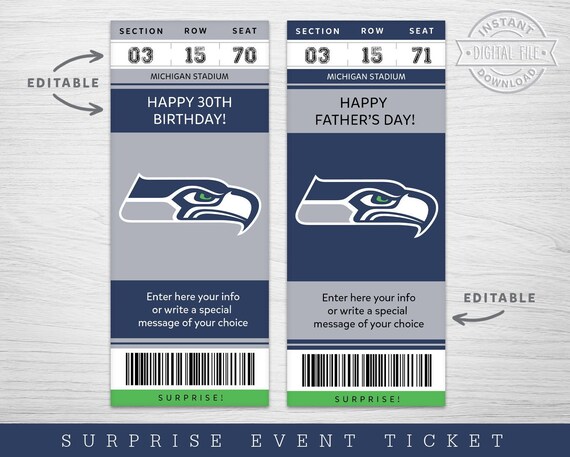 Digital Seattle Seahawks Surprise Ticket Gift Seahawks Game | Etsy