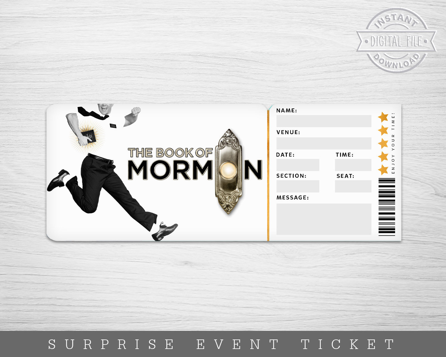 Printable the Book of Mormon Broadway Surprise Ticket Book of - Etsy