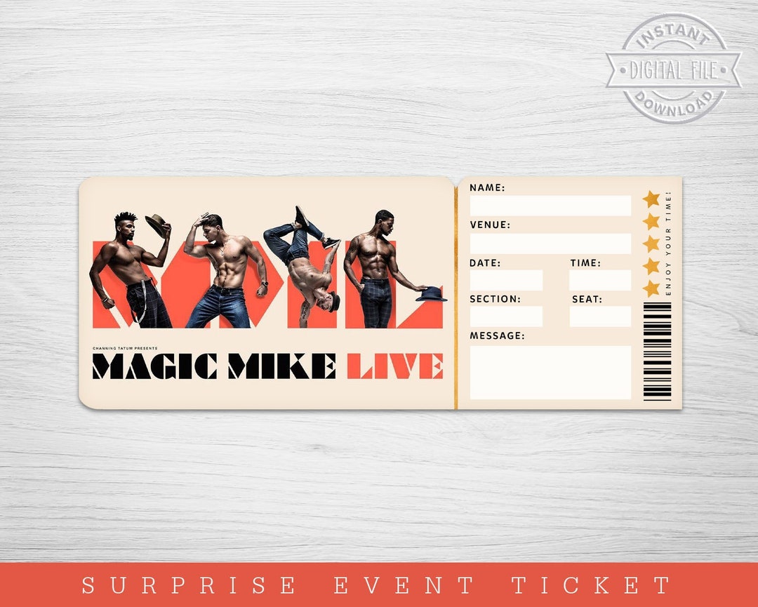 Printable Magic Mike LIVE Broadway Surprise Ticket Magic Mike - Etsy