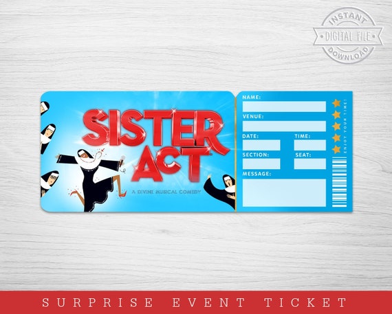 Printable Sister Act Broadway Surprise Ticket Sister Act the - Etsy