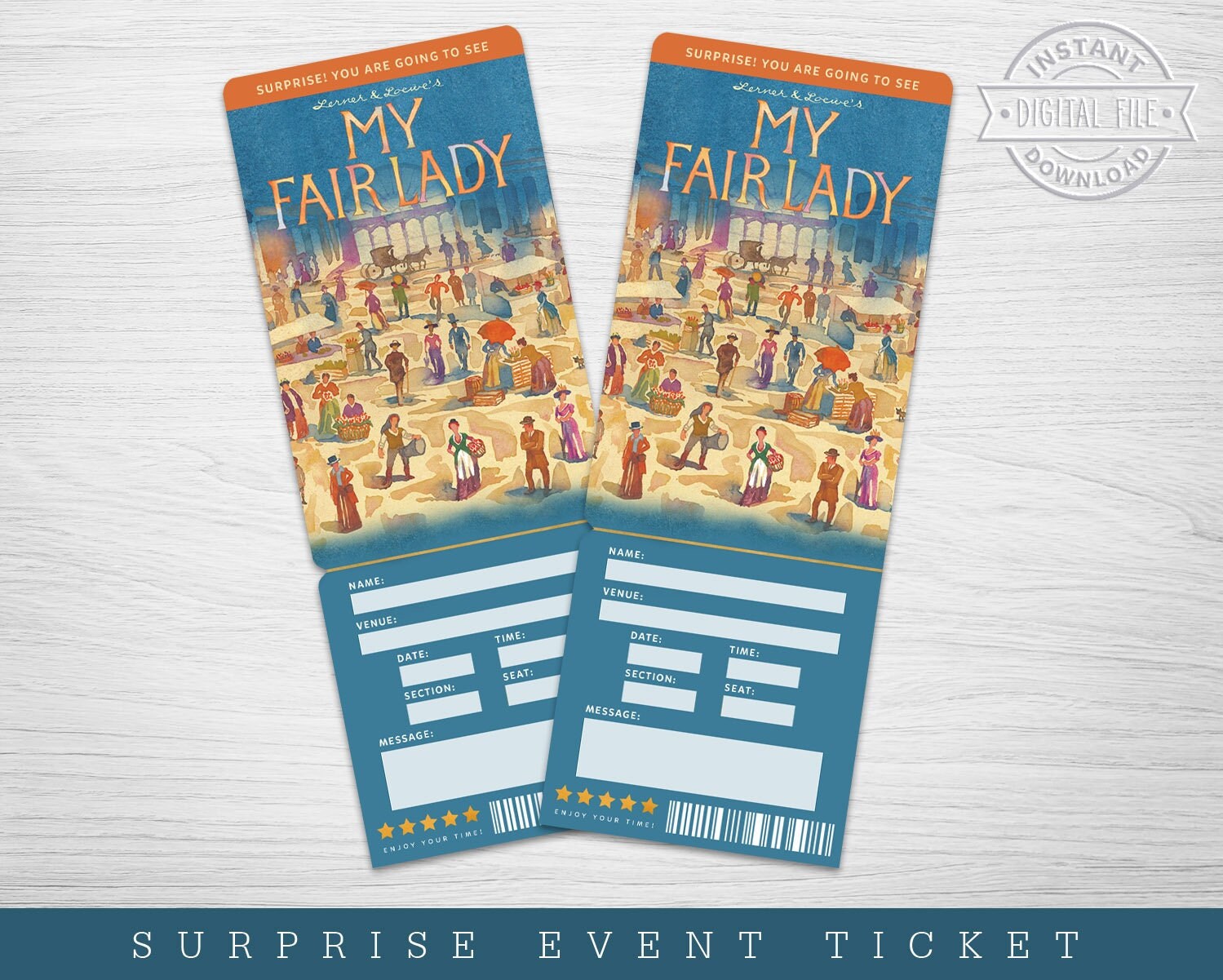 Stub Concert Souvenir My Fair Lady Ticket Admission PRINTABLE My Fair ...