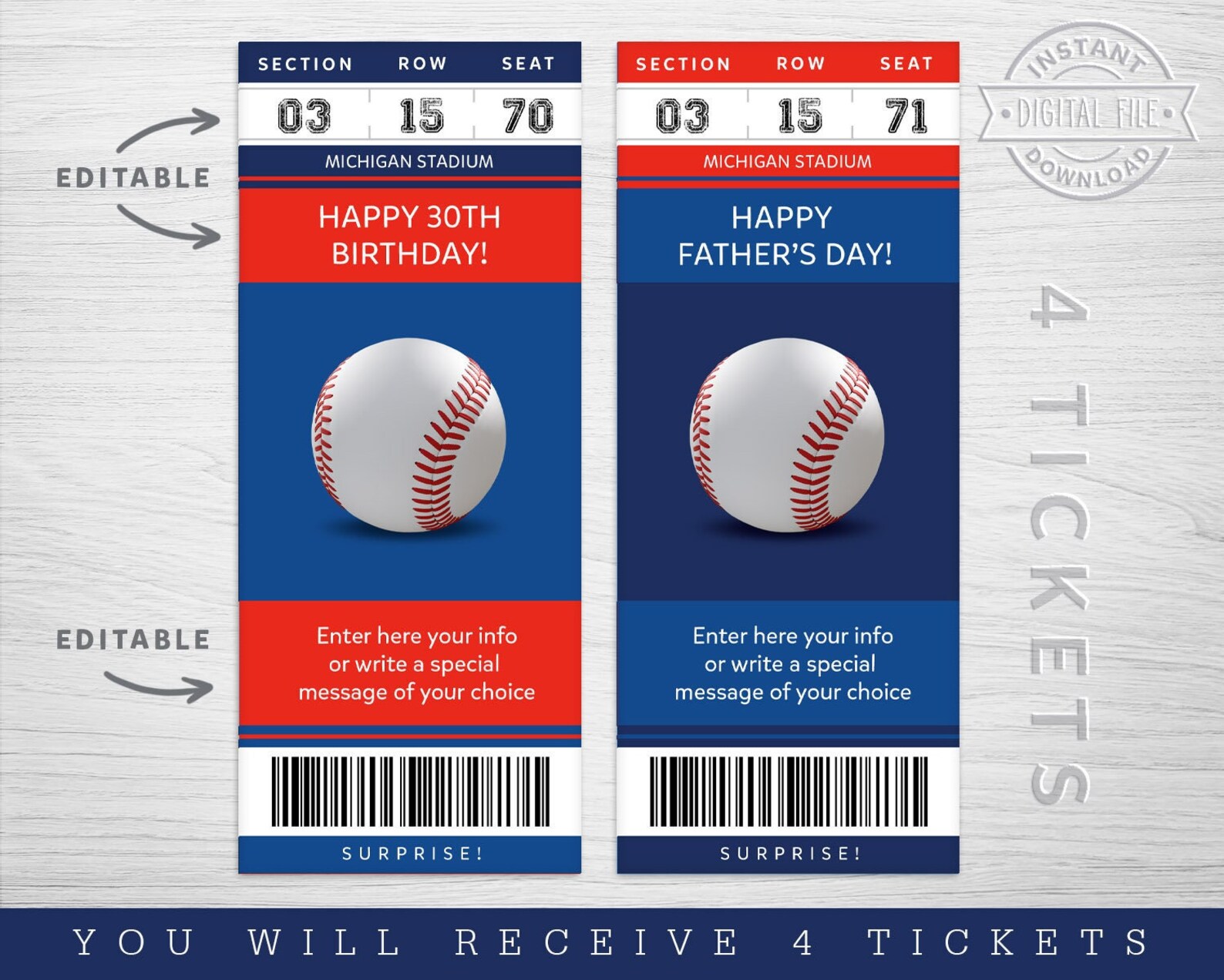 Digital Toronto Baseball Colors Surprise Ticket Gift Toronto - Etsy