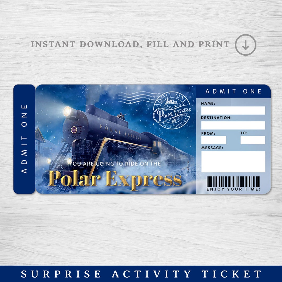 Printable POLAR EXPRESS Surprise Reveal Ticket North Pole - Etsy UK