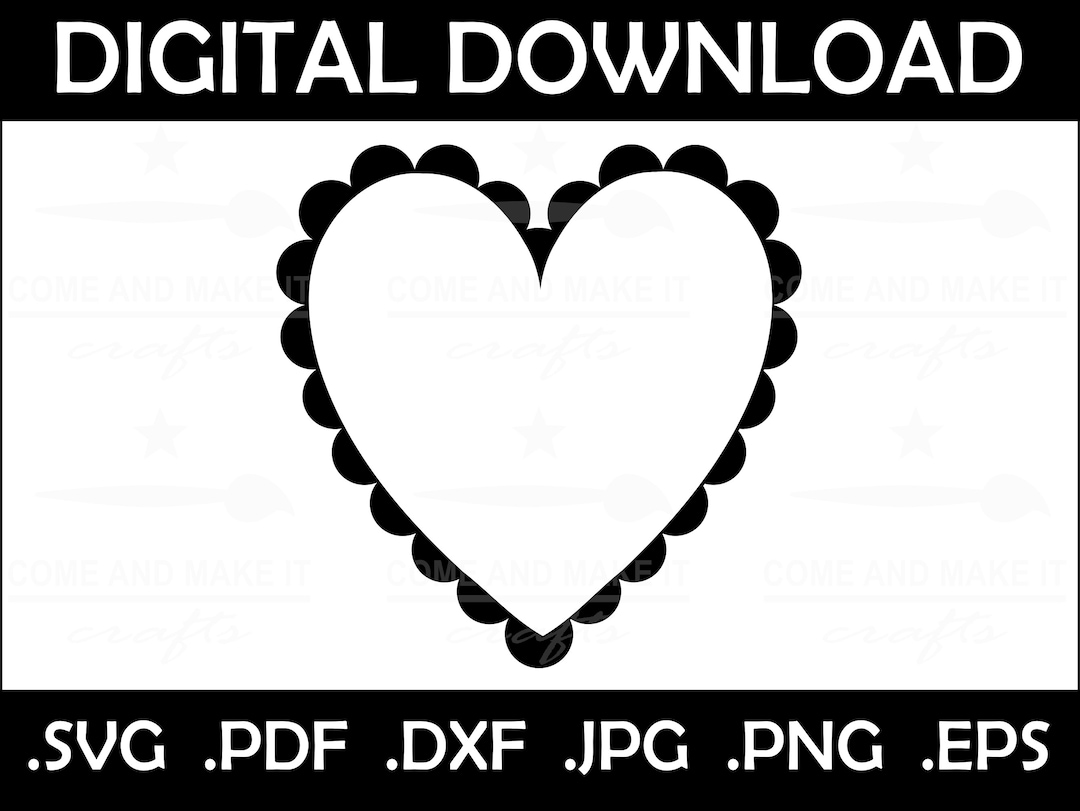 Scalloped Heart SVG, Valentine Heart, Heart Instant Digital Download ...