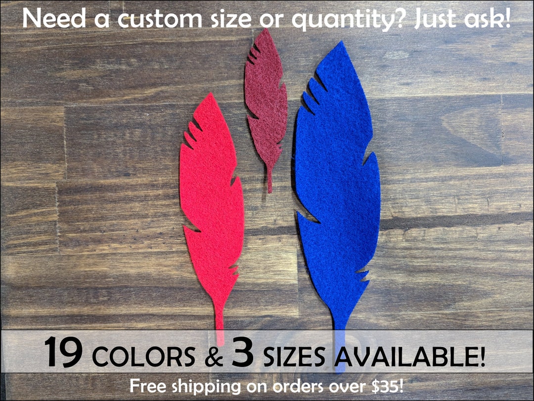 Feather Laser Cut Felt Shape 1 1.5 2 Felt Cutout for Crafts Packs of 10 ...