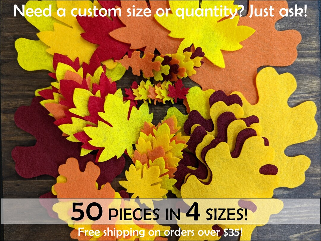 Felt Autumn Maple and Oak Leaf Set Laser Cut Felt Shape 1 2 3 4 Inch ...