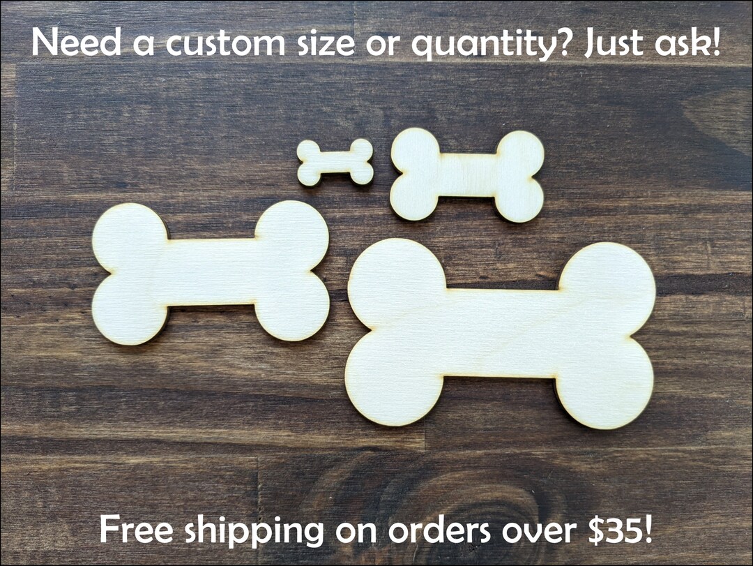 Dog Bone Laser Cut Wood Shape 1 2 3 4 Inch Unfinished Wooden Cutout for ...