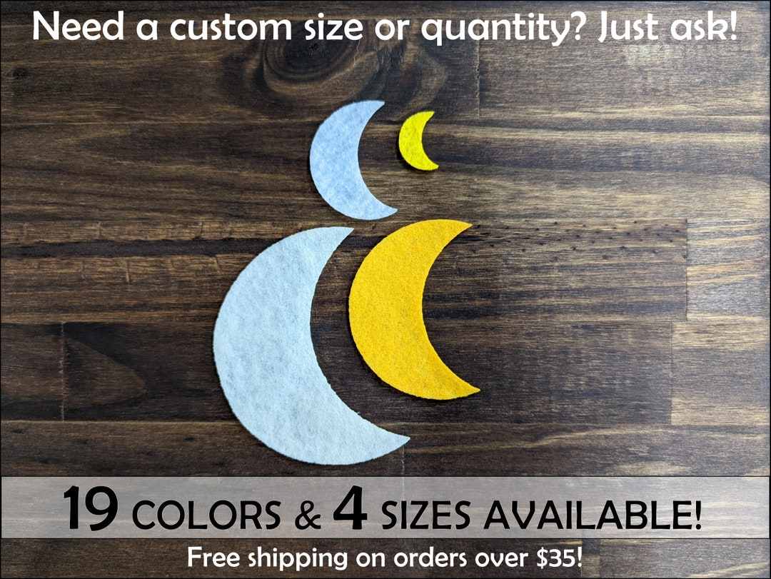 Crescent Moon Laser Cut Felt Shape 1 2 3 4 Inch Felt Cutout for Crafts ...