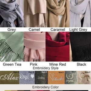 Personalized Embroidered Name Thick Winter Scarf, Custom Initial Brand ...