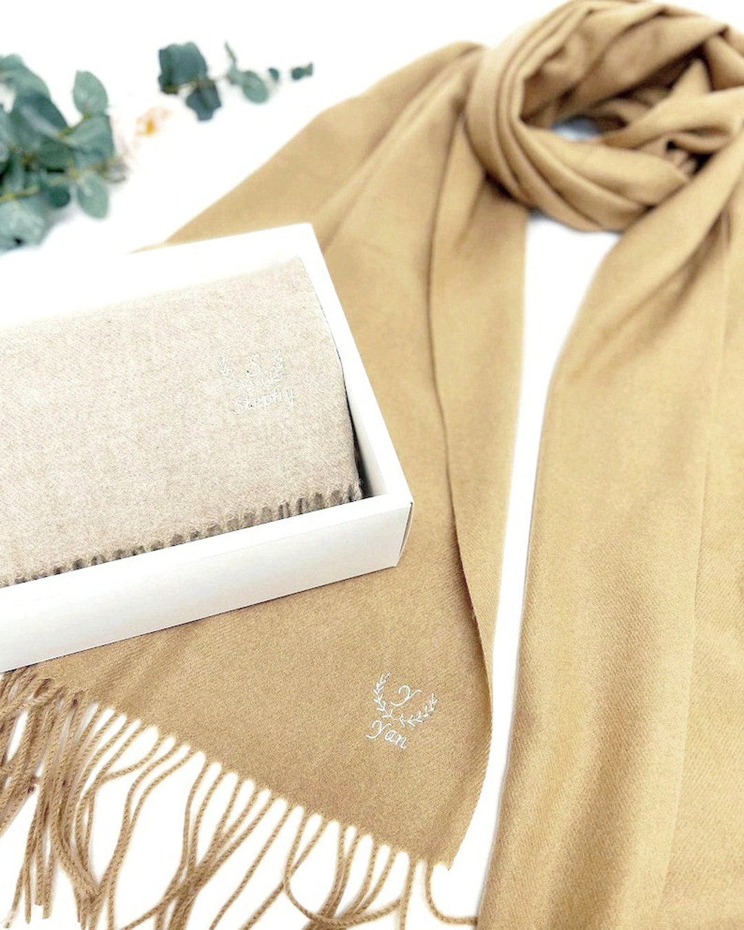 Personalized Embroidered Name Thick Winter Scarf, Custom Initial Brand ...