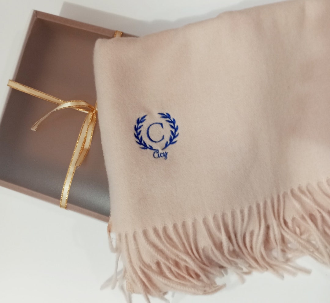 Personalized Embroidered Name Winter Scarf, Custom Initial Monogram ...