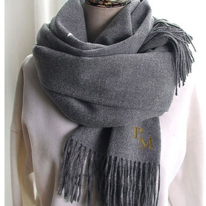 Personalized Embroidered Name Thick Winter Scarf, Custom Initial Brand ...