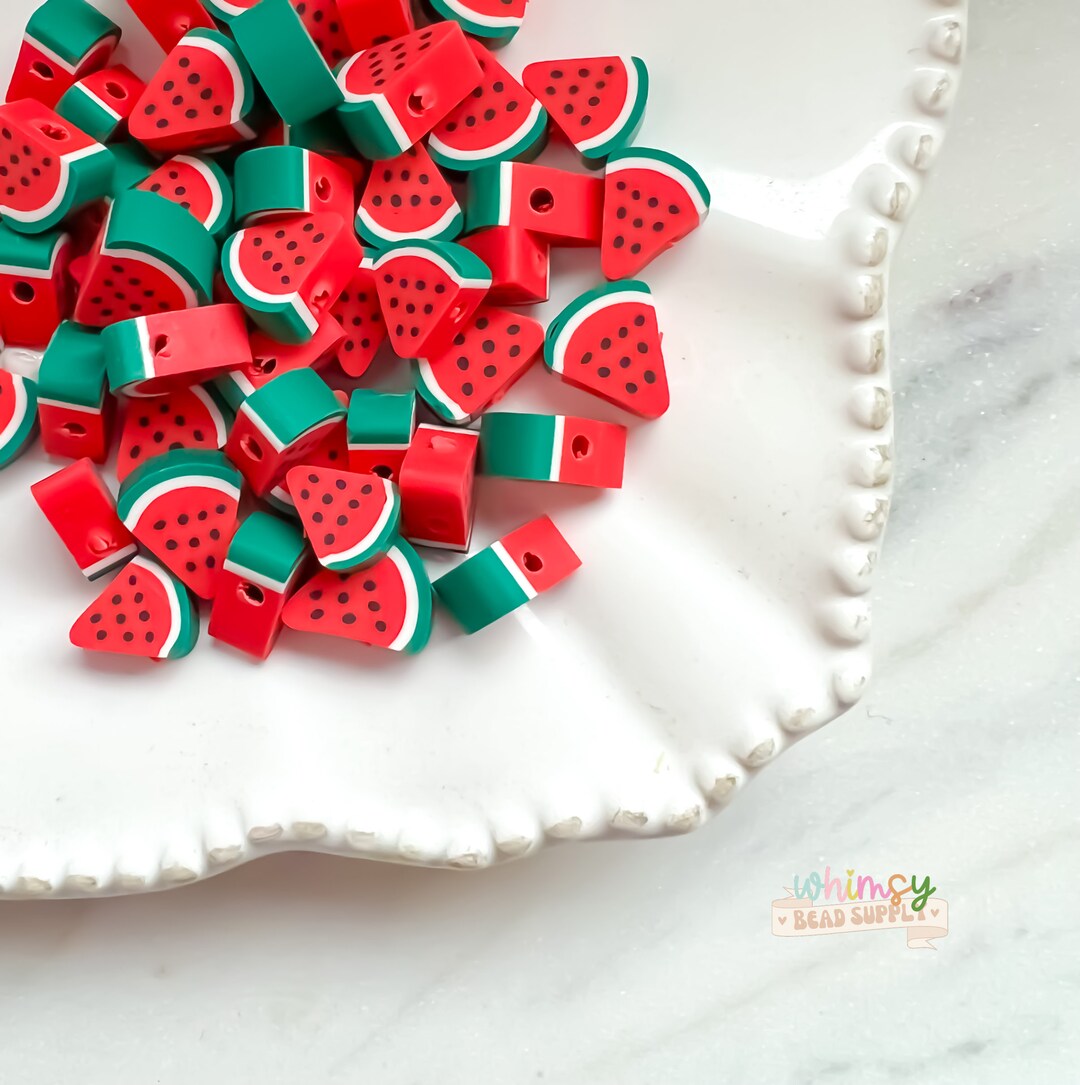 Red Watermelon Polymer Clay Beads | Tropical Fruit Bead | Clay Bead ...