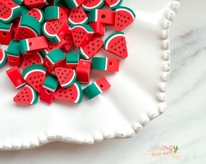Red Watermelon Polymer Clay Beads | Tropical Fruit Bead | Clay Bead ...