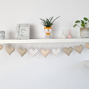 Beige Heart Garland: Boho Nursery Decor, Wedding Garland - Etsy