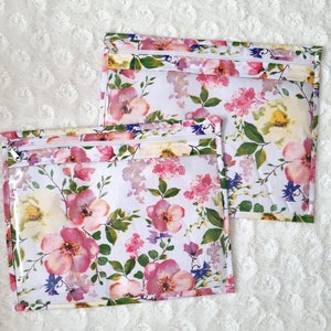 Project Bag Vinyl Cross Stitch Floral Vinyl Front Crewel Handwork ...