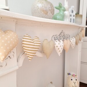 Beige Heart Garland: Boho Nursery Decor, Wedding Garland - Etsy
