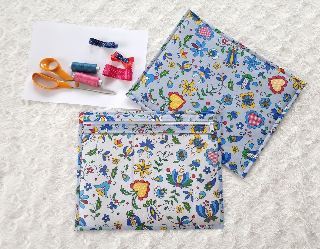 Project Bag Vinyl Cross Stitch Floral Vinyl Front Crewel Handwork ...