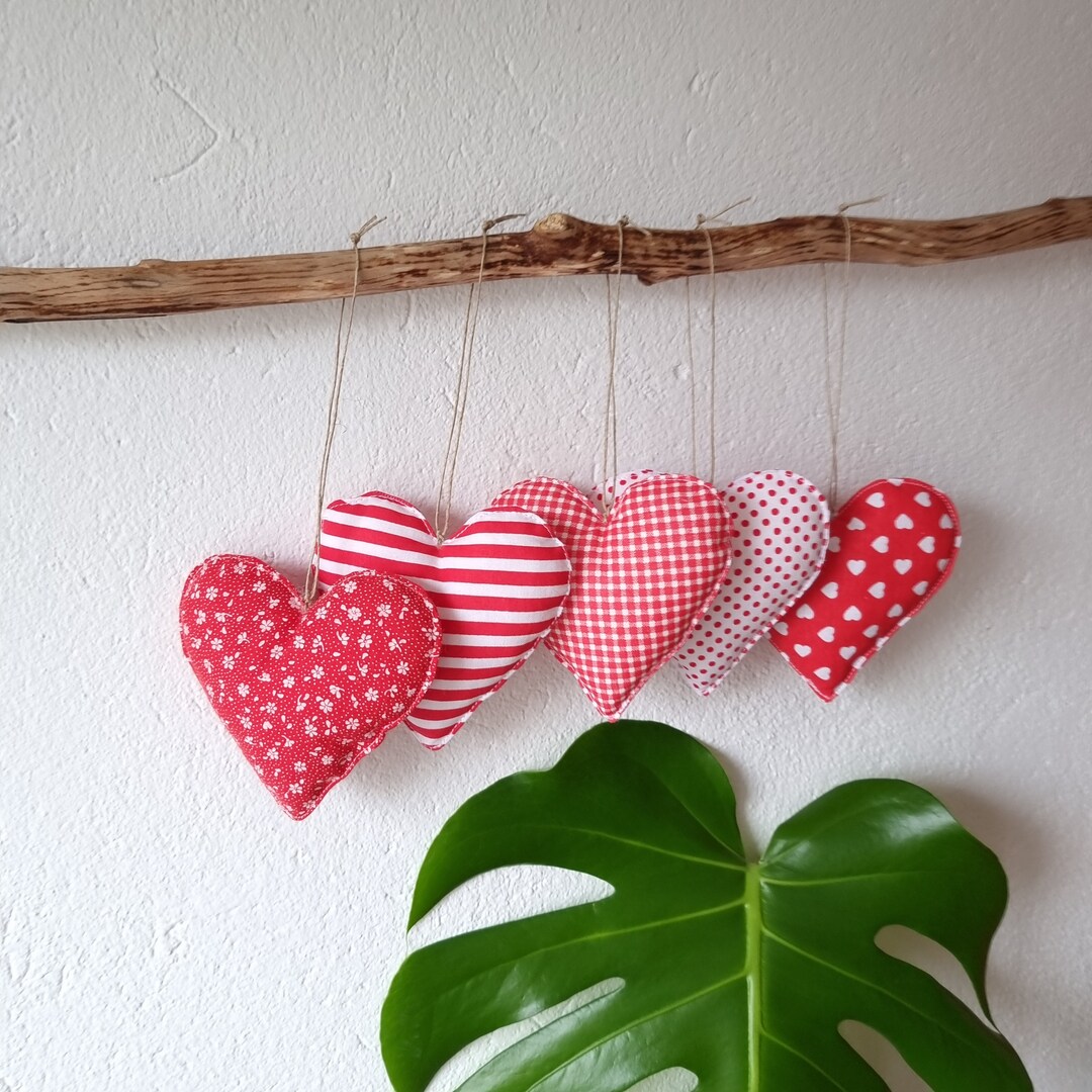 Stuffed Cotton Red Hearts: Valentine's Day Ornaments - Etsy