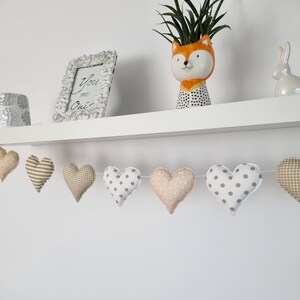 Beige Heart Garland: Boho Nursery Decor, Wedding Garland - Etsy